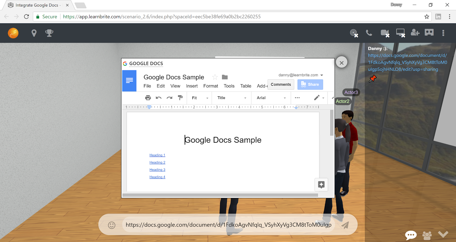 Embed Google Doc Online In VR AR LearnBrite